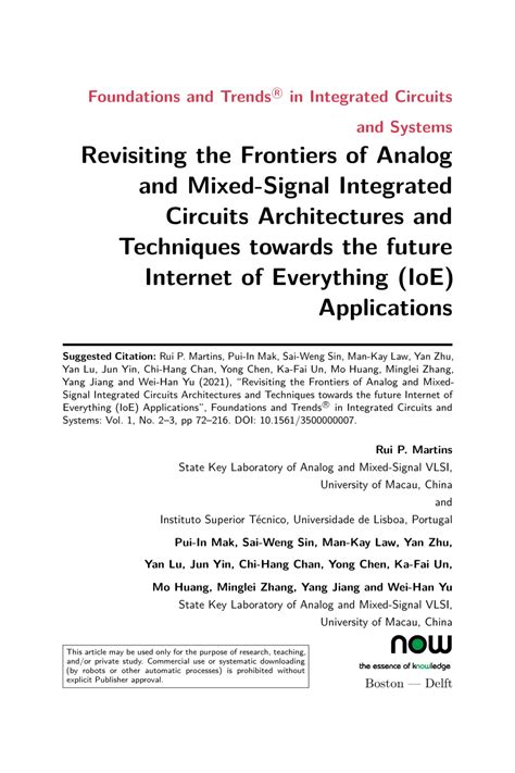 pdf revisiting the frontiers of analog and mixed signal integrated circuits architectures and