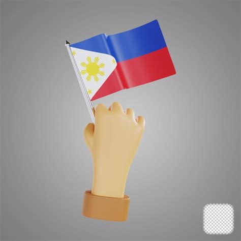 Ilustração 3d da bandeira nacional das filipinas no dia dos direitos