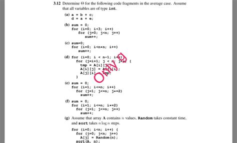 solved determine theta for the following code fragments in