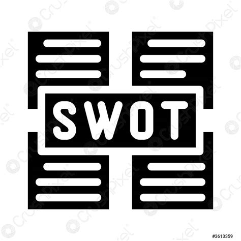 Swot Analysis Glyph Icon Vector Black Illustration Stock Vector