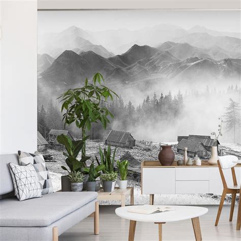 Doboxa Fototapeta Góry Czarno Biała Vinyl Strukturalny 520X318 Ft 127