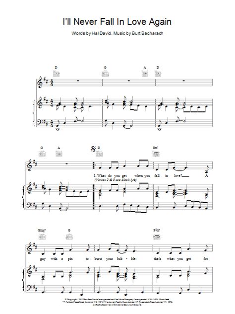 I Ll Never Fall In Love Again Piano Vocal Guitar Sheet Music