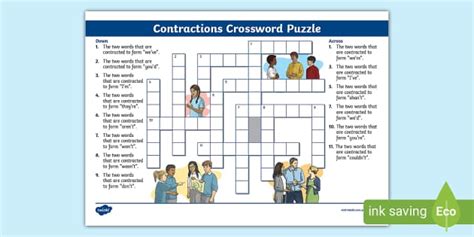 Contractions Crossword Puzzle Teacher Made Twinkl