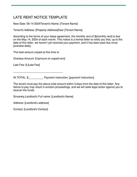 Late Rent Notice Free Template And Guideline