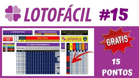 15 LOTOFÁCIL PLANILHA LOTOFÁCIL 24 DEZENAS GRÁTIS 15 PONTOS 100