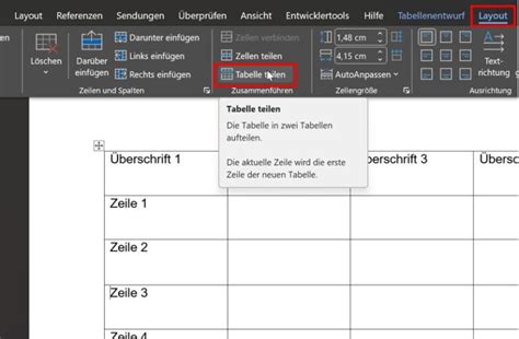Tabellen teilen Word Eine Schritt für Schritt Anleitung