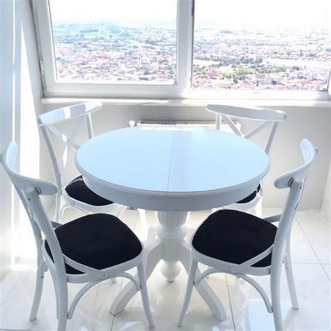Beyaz Yuvarlak Masa Sandalye Tak M S Teler Ankara