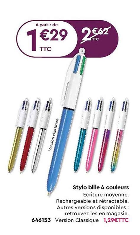 Promo Stylo Bille 4 Couleurs Chez Plein Ciel ICatalogue Fr