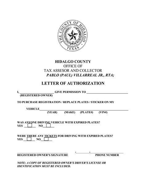 Hidalgo County Letter Of Authorization 2020 2022 Fill And Sign