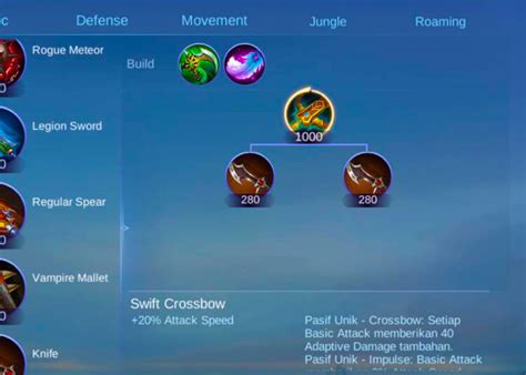 Fungsi Item Baru Swift Crossbow Mobile Legends Cocok Untuk Marksman