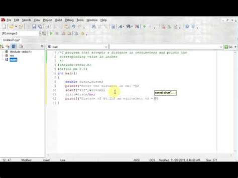 C Program To Convert Inch Into Centimeters Youtube