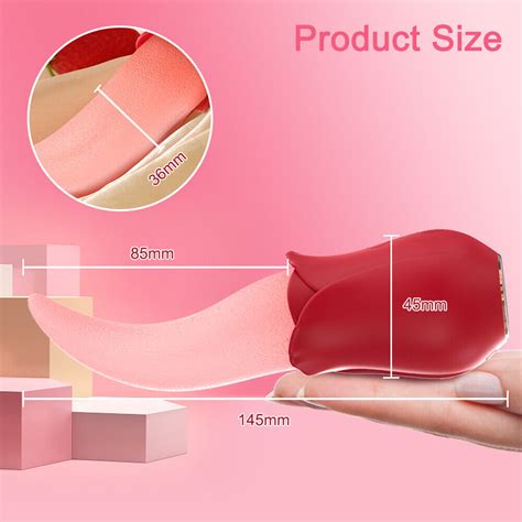 Tongue Oral Clit Licking Rose Vibrator G Spot Dildo Waterproof Sex Toy