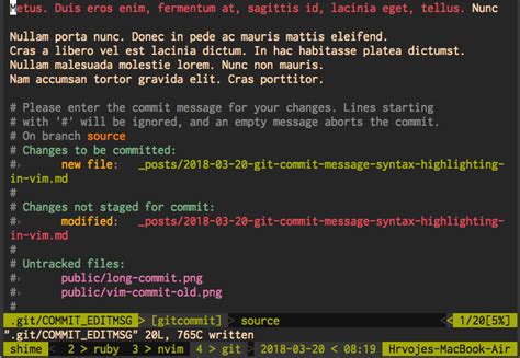 Git commit message syntax highlighting in Vim Hrvoje Šimić