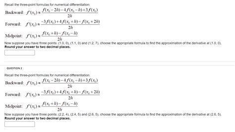 solved recall the three point formulas for numerical