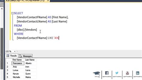 Sql Server Like Operator Tr Youtube
