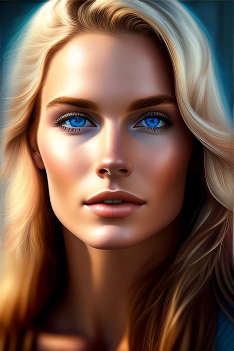Lexica A Close Up Portrait Of A Beautiful 20 Years Old Blonde And Blue Eyes Woman