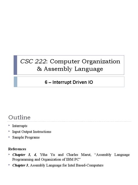csc 222 computer organization and assembly language pdf input output bios