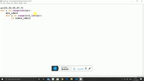 Selection Sort With Python In Easy Language Youtube
