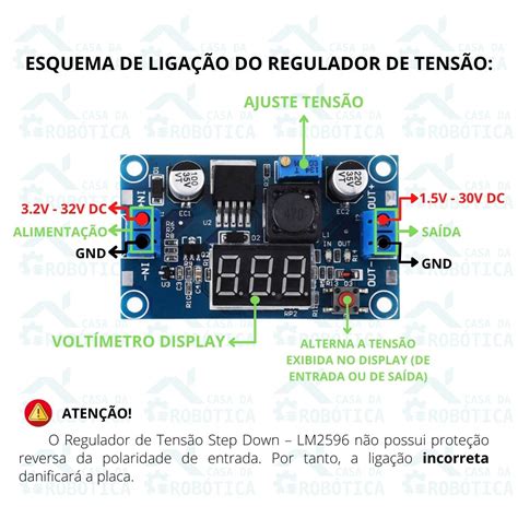 Regulador de Tensão Step Down Ajustável LM2596 DC DC Display