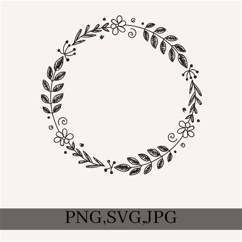 Flower Wreath Svg Hand Drawn Wreath Svg Wreath Bundle Svg Wreath