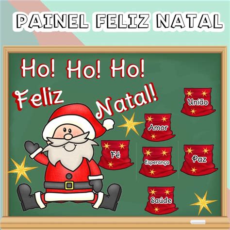 Painel Feliz Natal Papai Noel em PDF Mundo da Alfabetização