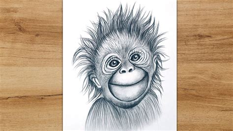 How To Draw A Baby Monkey Step By Step Realistic Monkey Drawing Youtube
