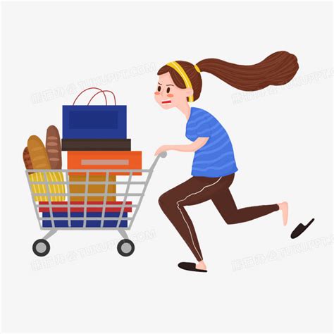 疯狂购物的女性手绘插画PNG图片素材下载 插画PNG 熊猫办公
