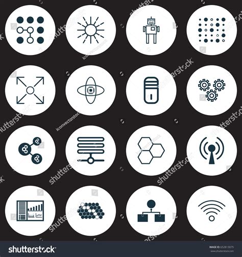 Machine Learning Icons Set Collection Mechanism Stock Vector Royalty