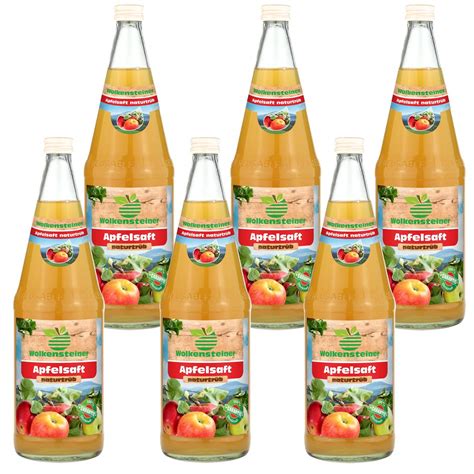 6 x Wolkensteiner Apfelsaft naturtrüb 1 0 L 100 Direktsaft inkl