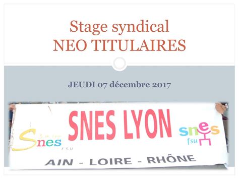 Stage syndical NEO TITULAIRES ppt télécharger