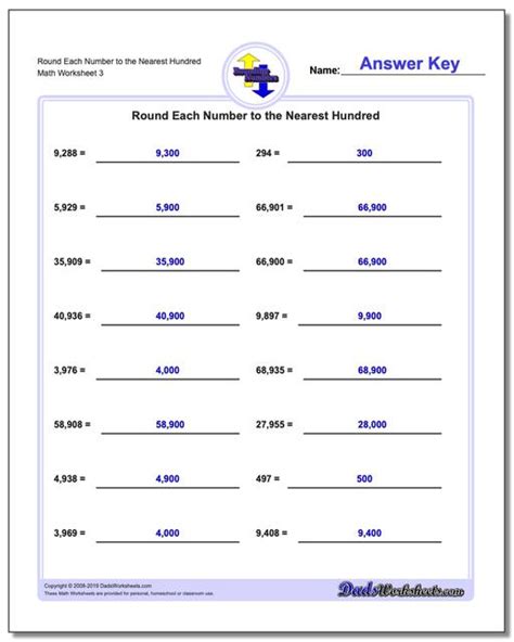 Rounding To The Nearest Hundred Worksheets