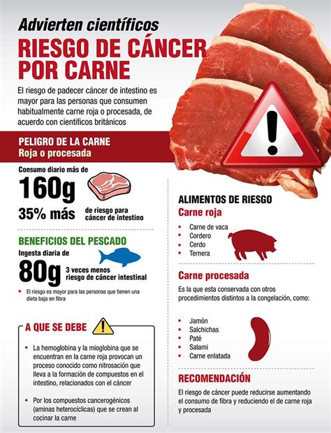 El consumo de carne y el riesgo de padecer cáncer Infografías y Remedios