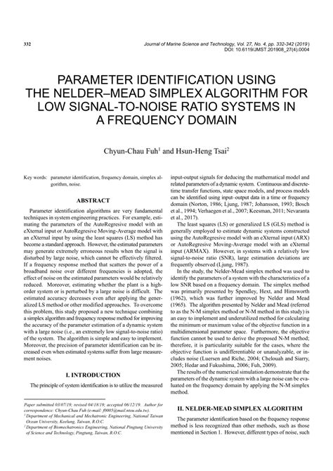 pdf parameter identification using the nelder mead simplex algorithm for low signal to noise