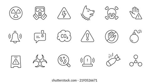 Danger Warn Attention Icon Set Line Stock Vector Royalty Free