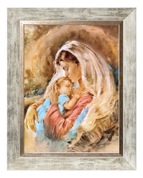 MATKA BOSKA KARMIĄCA OBRAZ SAKRALNY W BIAŁEJ OZDOBNEJ RAMIE 30X40