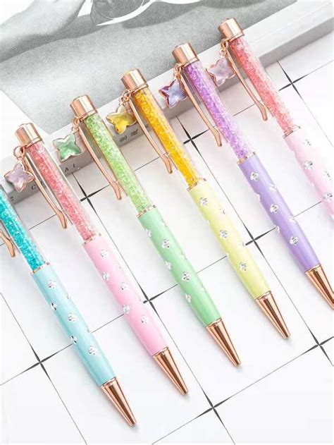 1 pièce Stylo à bille à design fleur de couleur aléatoire Mode en