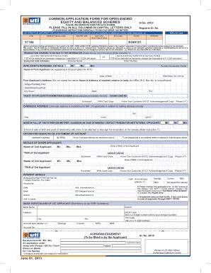 Fillable Online Common Application Form For Open Ended Equity Fax