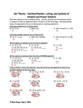 Math Sets Worksheet Ch Off