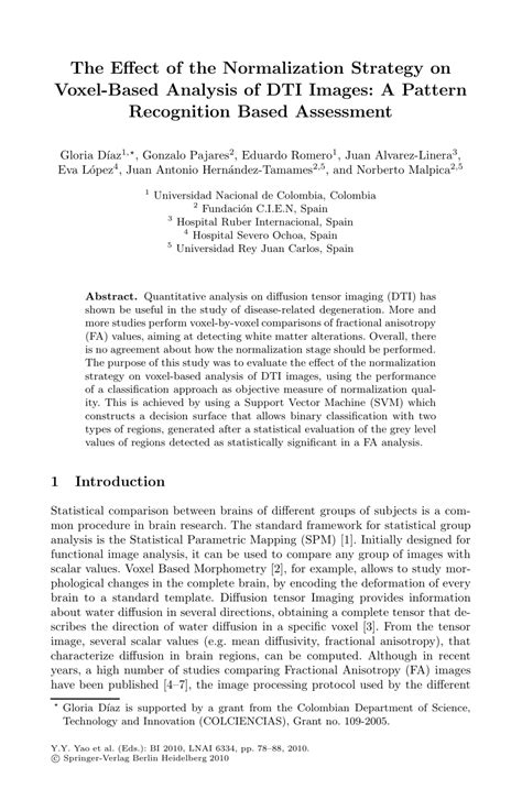 pdf the effect of the normalization strategy on voxel based analysis of dti images a pattern