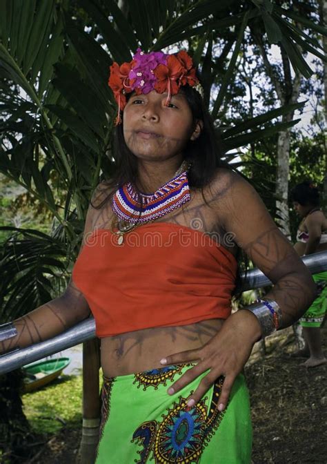 Native Embera Woman Panama Woman Of The Indigenous Embera People Of