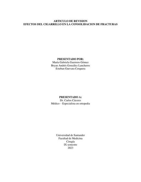 Articulo de revisión efectos del cigarrillo en la consolidación