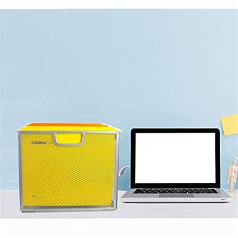 Modern Black Metal Mesh File Box Foldable Storage Crate Home Office