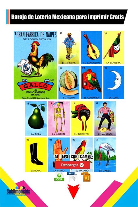 Barajas De Loteria Mexicana Para Imprimir 100 Cartas De Loteria