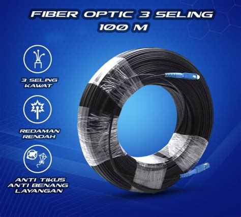 Kabel FO 100 Meter Precon Siap Pakai FTTH Dropcore 1 Core Singlecore