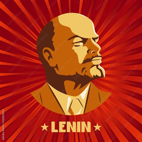 Portrait Of Vladimir Lenin Poster Stylized Soviet Style The Leader Of