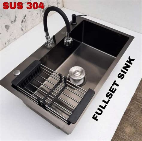 Jual Bak Cuci Piring 1 Lubang Kitchen Sink Stainless 7545 Sus 304