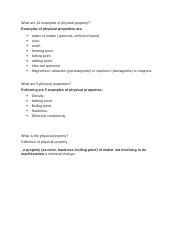 What Are 10 Examples Of Physical Property Docx What Are 10 Examples