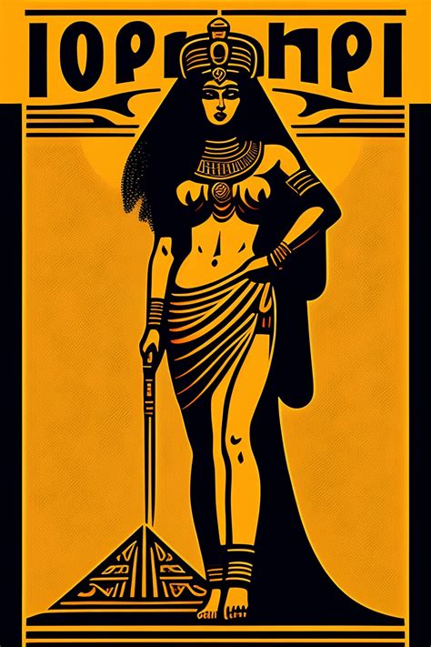 Lexica Egyptian Goddess Full Body Postcard WPA Style Vintage