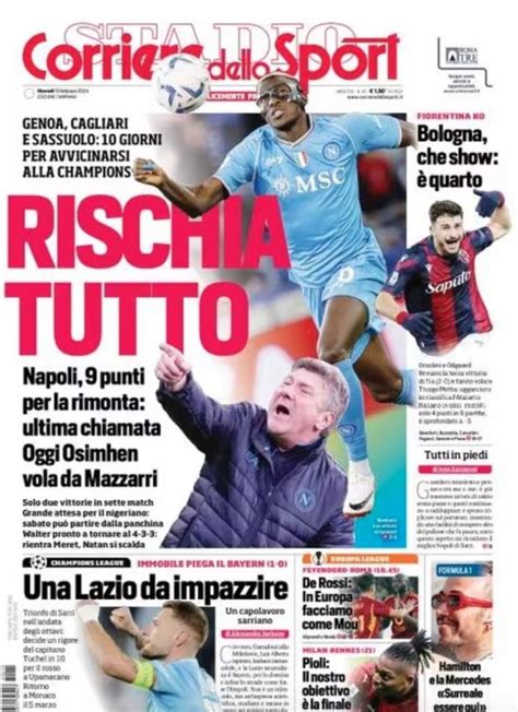 PRIMA PAGINA Cds Campania Rischia Tutto Mazzarri Torna Al 4 3 3