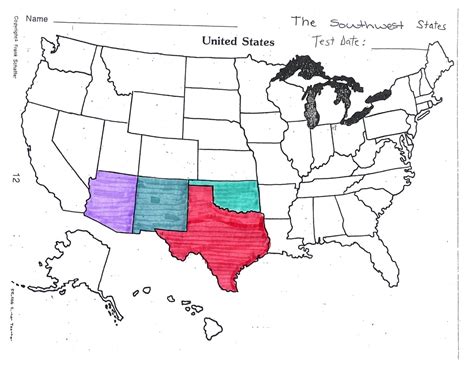 Southwestern States Locations Diagram Quizlet
